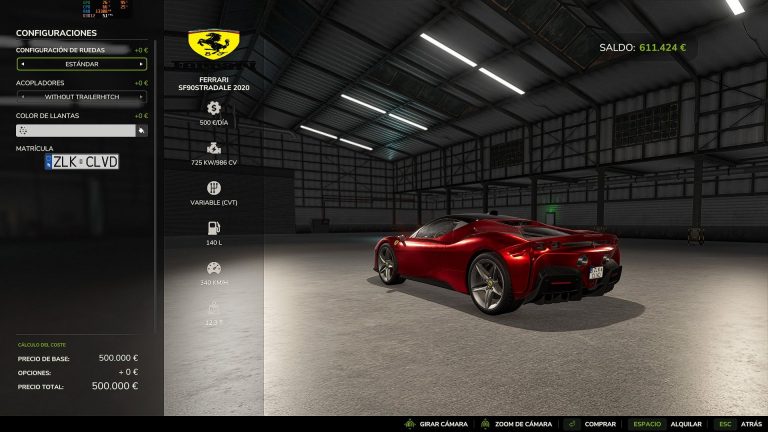 Ferrari SF90 Stradale V1.0.0.0 - Farming Simulator 25 Mody / FS22 Mody
